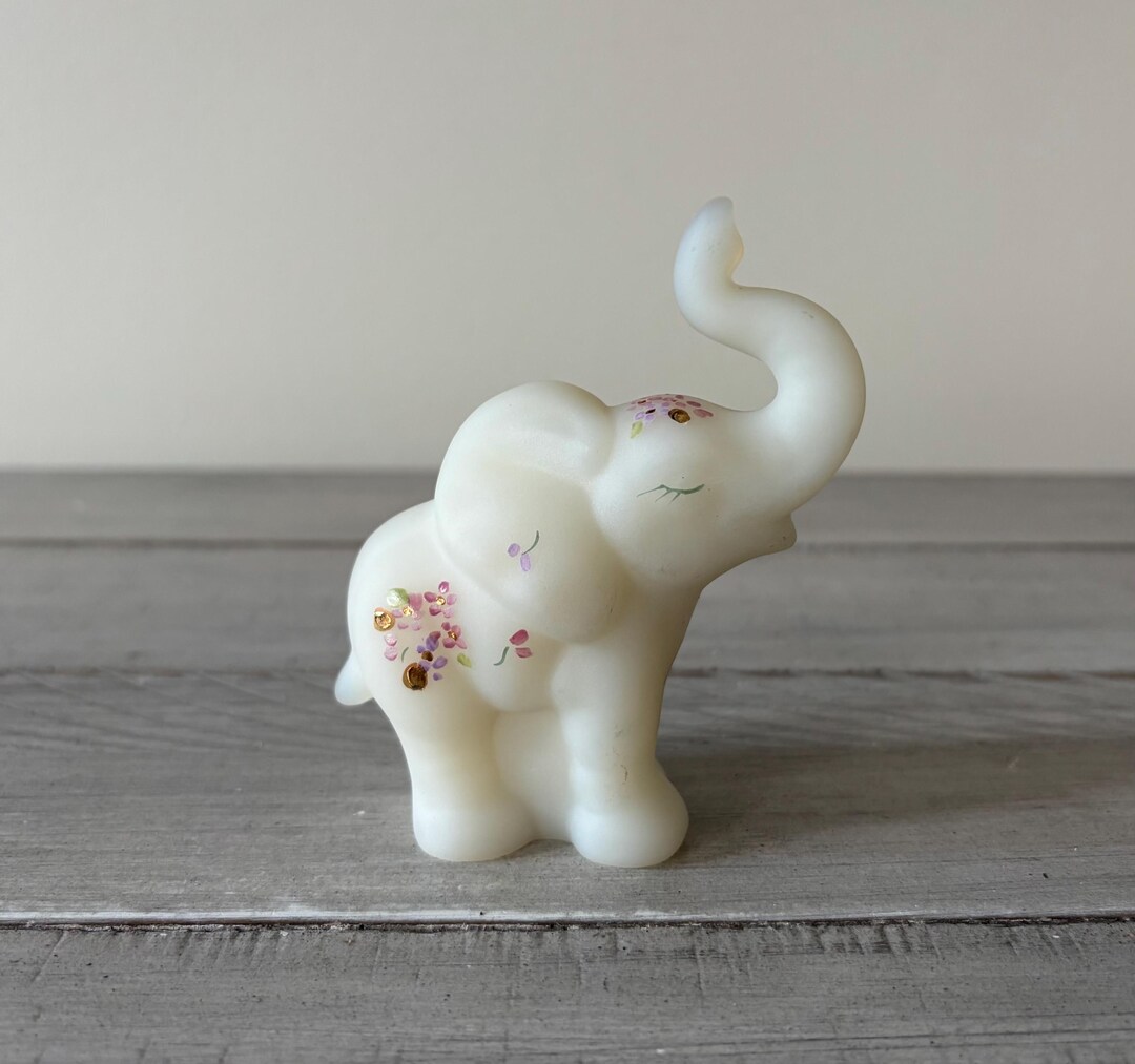 Vintage Fenton Satin Glass Elephant Vintage Elephant Decor Fenton Glass ...