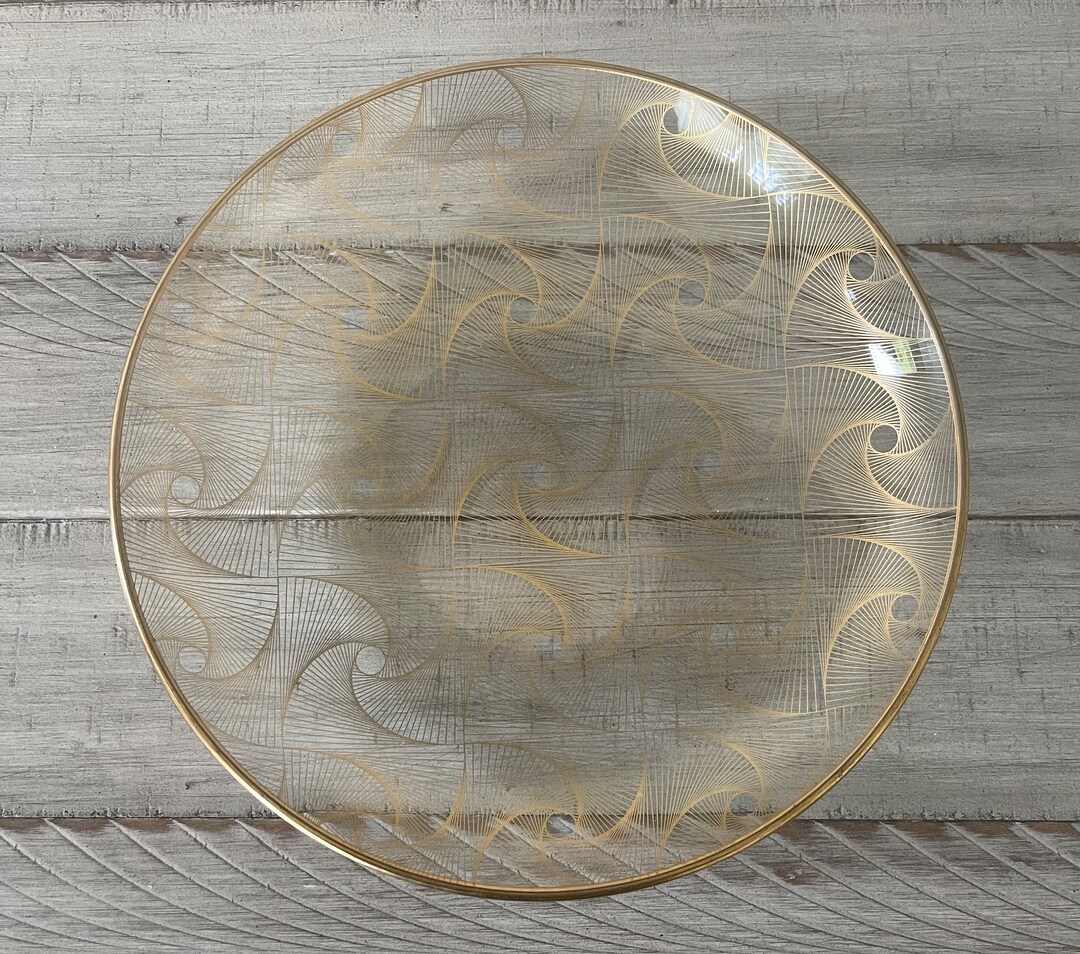 Vintage Gold Decor Gold Bowl Gold Optic Pattern Glass Bowl - Etsy