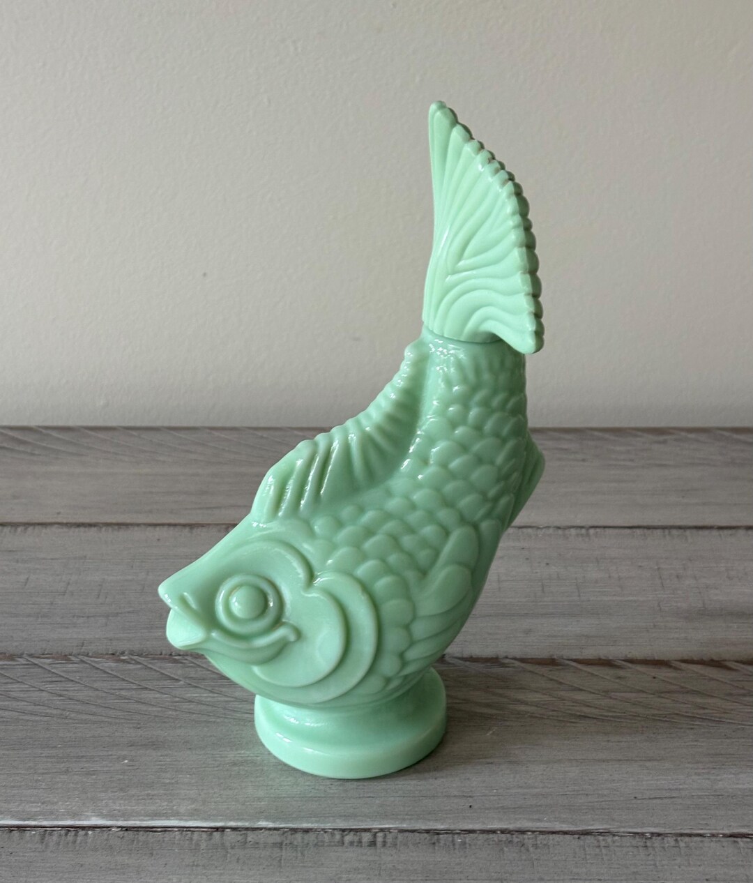 Vintage Jadeite Glass Fish Green Glass Fish Avon Decor Vintage Koi Fish ...