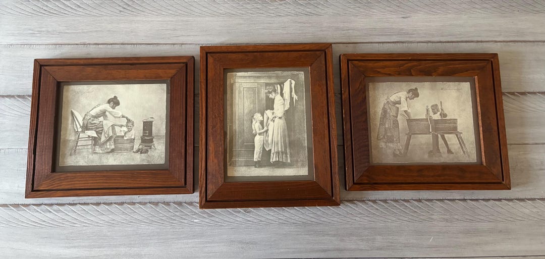 Vintage Art Wall Decor Set of 3 Framed Art Prints by R Hendrickson ...