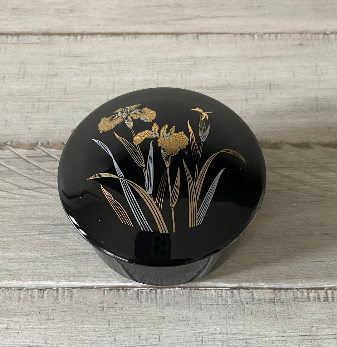 Vintage Trinket Box Black and Gold Japanese Decor Japan Decor Gold ...
