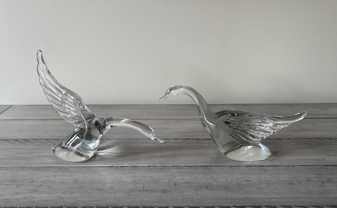 Vintage Glass Geese Figurines: Table Decor Paperweight Set - Etsy