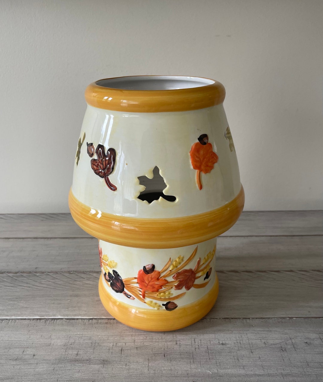 Vintage Fall Decor Ceramic Candle Lamp Harvest Decor Fall Decor Pumpkin ...
