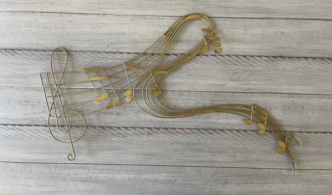 Vintage Gold Musical Notes Metal Wall Vintage Music Decor Vintage Wall ...