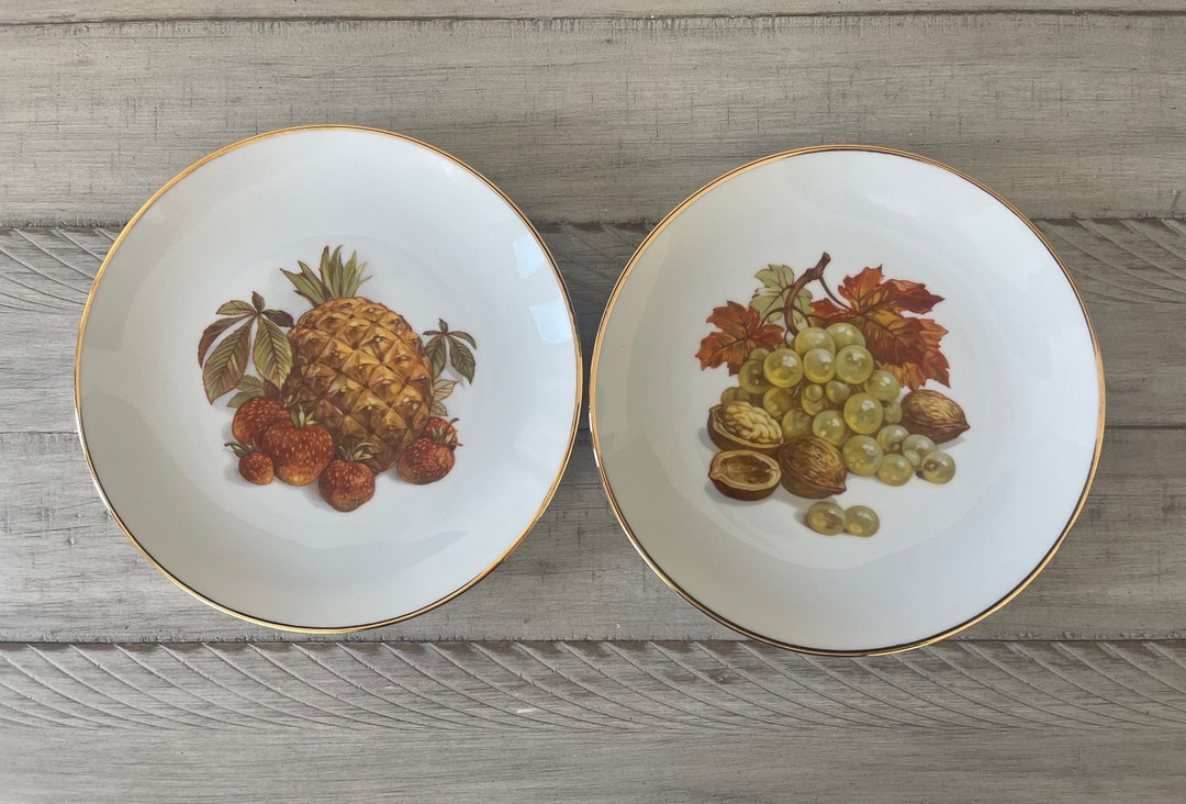 Vintage German Fruit Plates Vintage Gold Fruit Plates Fruit Kitchen ...