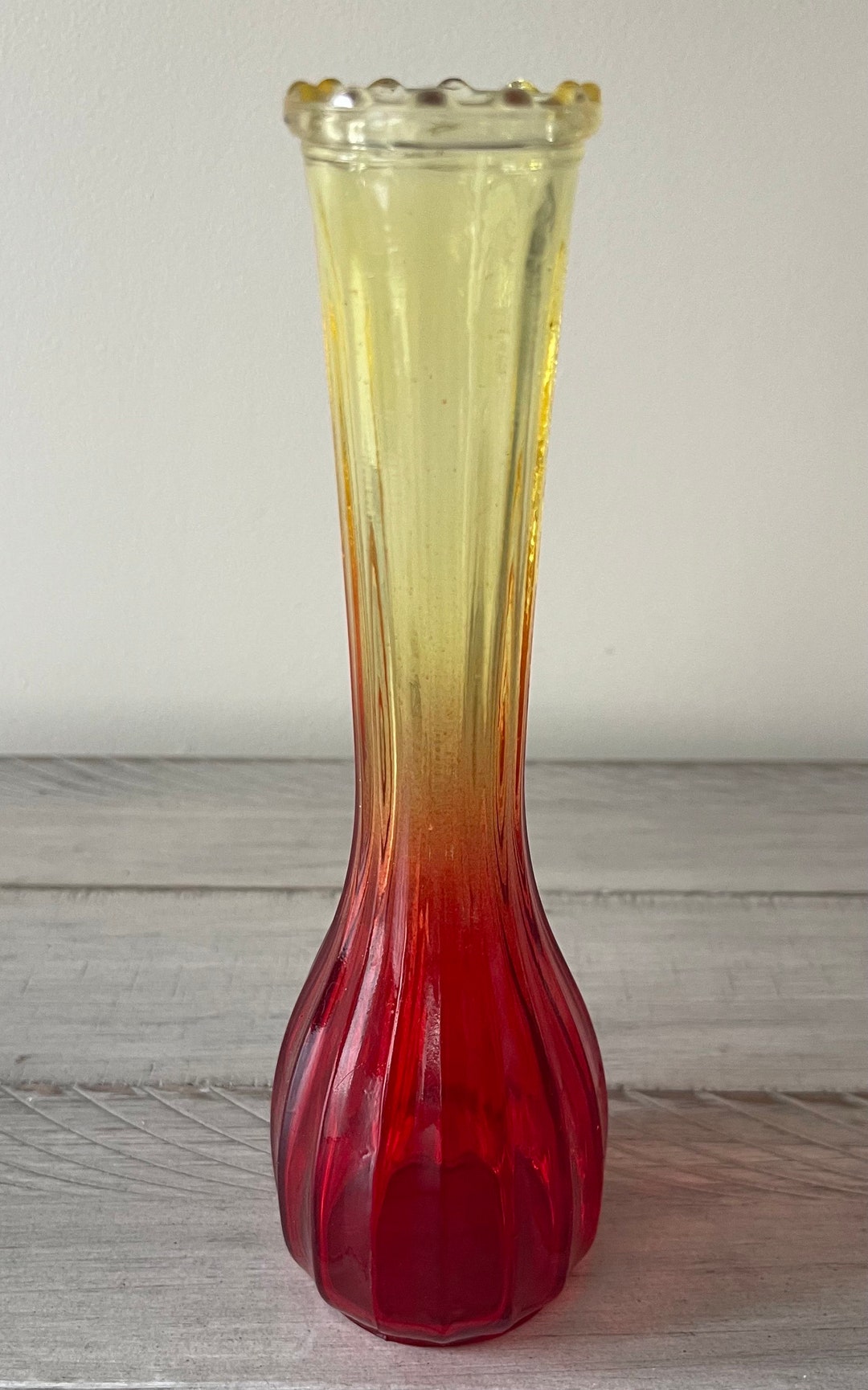 Vintage Vase Jeanette Amberina Bud Vase Red Yellow Glass Vase Vintage ...