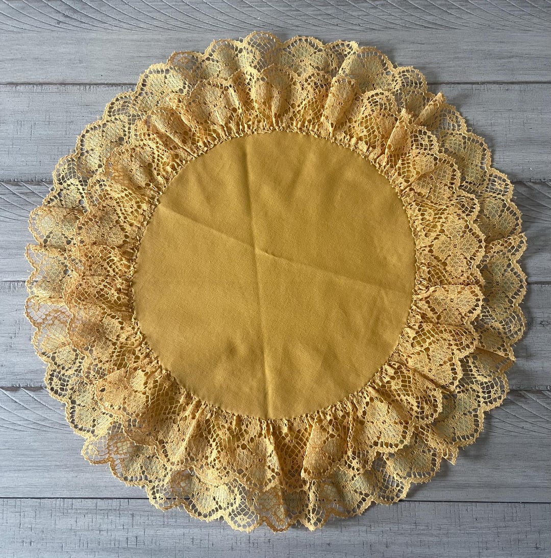 Vintage Golden Yellow Lace Doilies Set of Two Vintage Lace Decor ...
