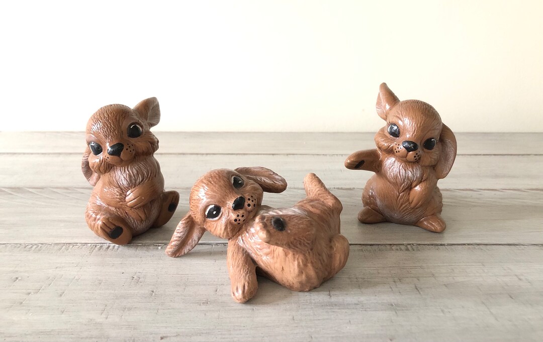 Vintage Ceramic Bunny Rabbits Set of Three Brown Easter Bunnies Vintage ...