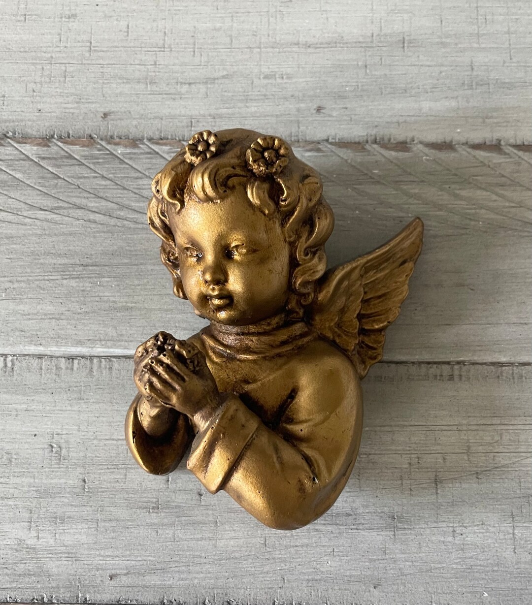Vintage Gold Cherub Wall Decor Chalkware Cherub Vintage Gold Decor Gold ...