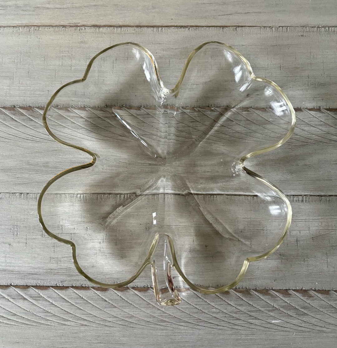 Vintage Four Leaf Clover Glass Serving Dish: Centerpiece Decor - Etsy
