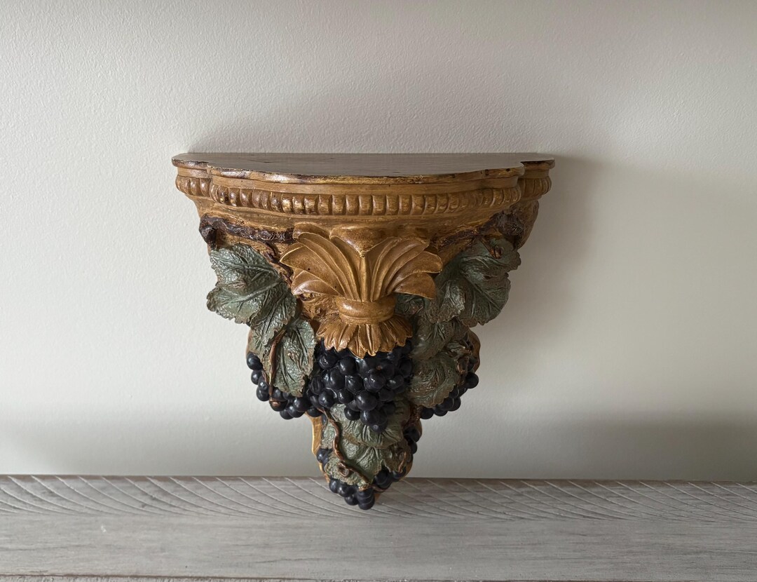 Vintage Grape Wall Shelf Vintage Kitchen Decor Wine Decor Grape Wall ...