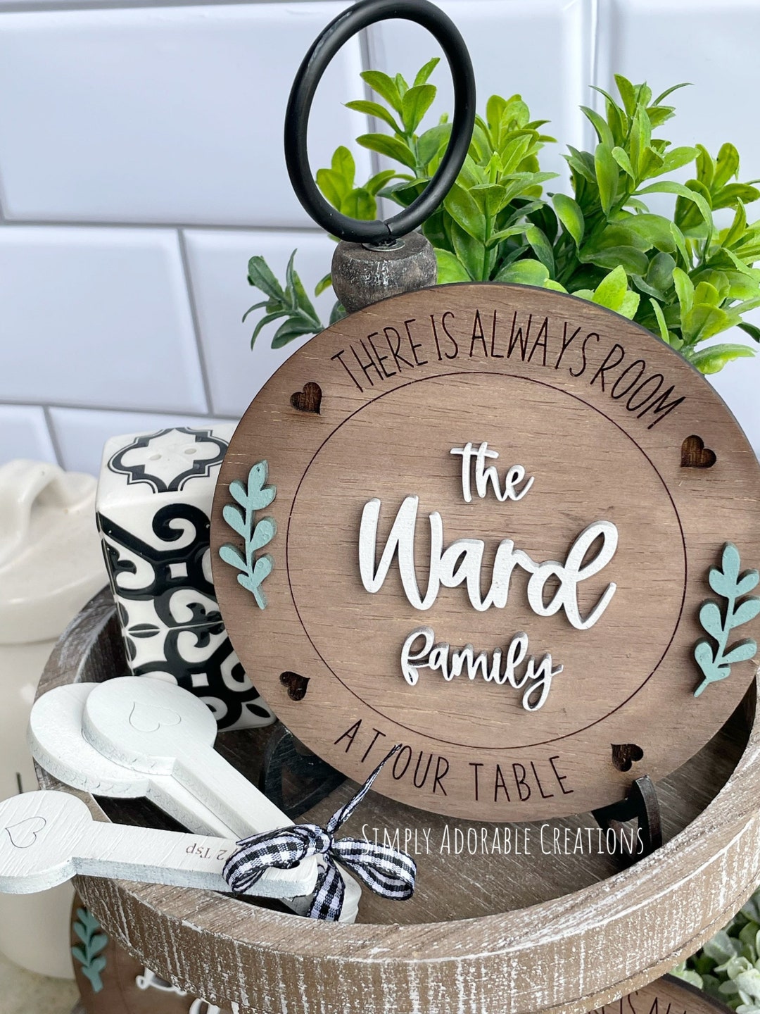 Farmhouse Family Tiered Tray Decor Sign, Always Room at the Table Sign ...