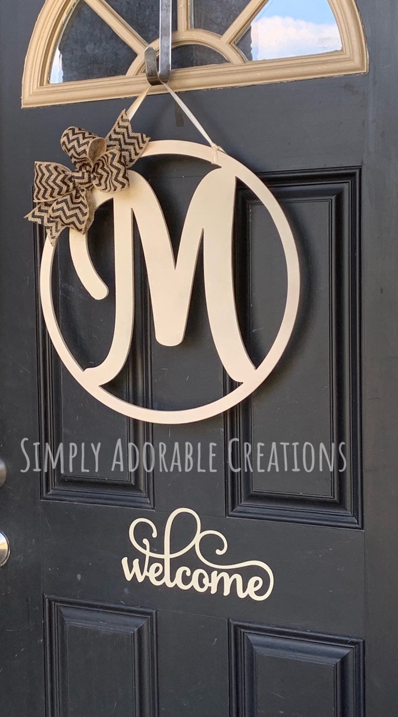 Circle Monogram Sign for Front Door Letter Door Hanger | Etsy