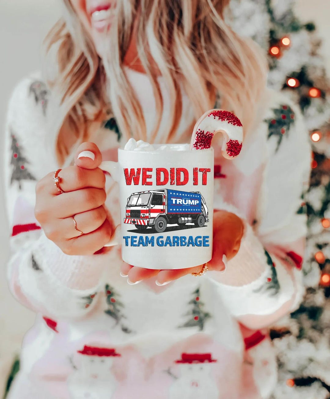 We Did It Team Garbage UV DTF Decal Red and Blue Dump Truck Design With ...