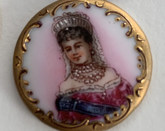 Portrait Painted Stud Porcelain Antique Button 15/16" in Size - Etsy