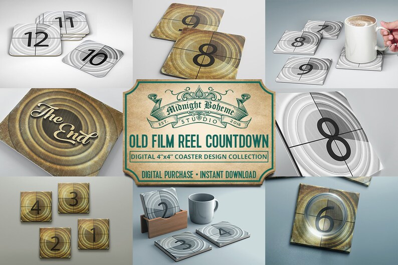 The Old-fashioned Film Countdown Coaster Collection for Printing 4x4 ...