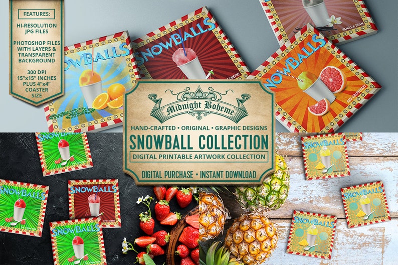 Iconic New Orleans Snowballs Coaster Collection for Printing Coasters ...