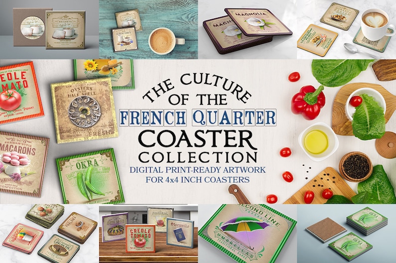 The French Quarter Culture Coaster Collection for Printing 4x4" New ...