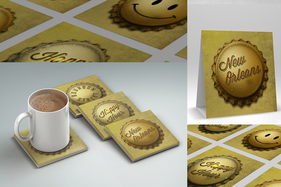 Bourbon Street Lucky Bottle Cap Happy Hour Coaster Collection - Etsy