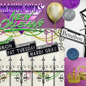 Mardi Gras Carnival Ultimate New Orleans Scrapbook Kit Graphics Texture ...