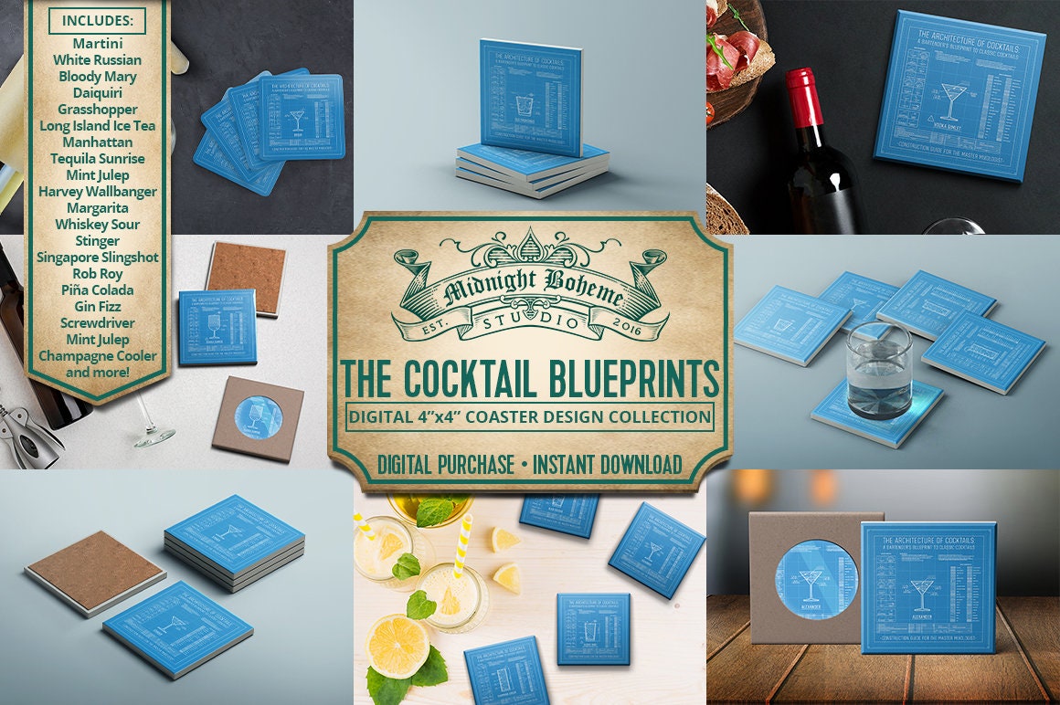 Bartender's Blueprint to the Classic Cocktail Infographic Artwork ...