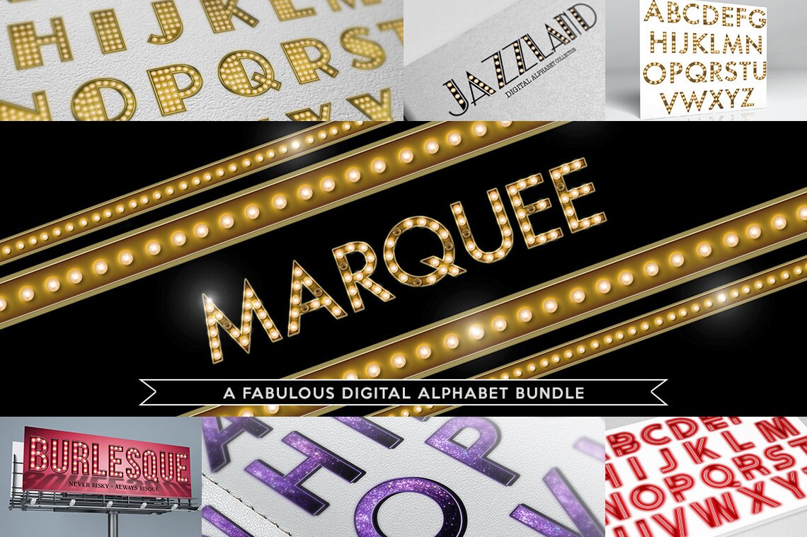 The Marquee Bundle Digital Typography Handcrafted Lettering & Symbols ...
