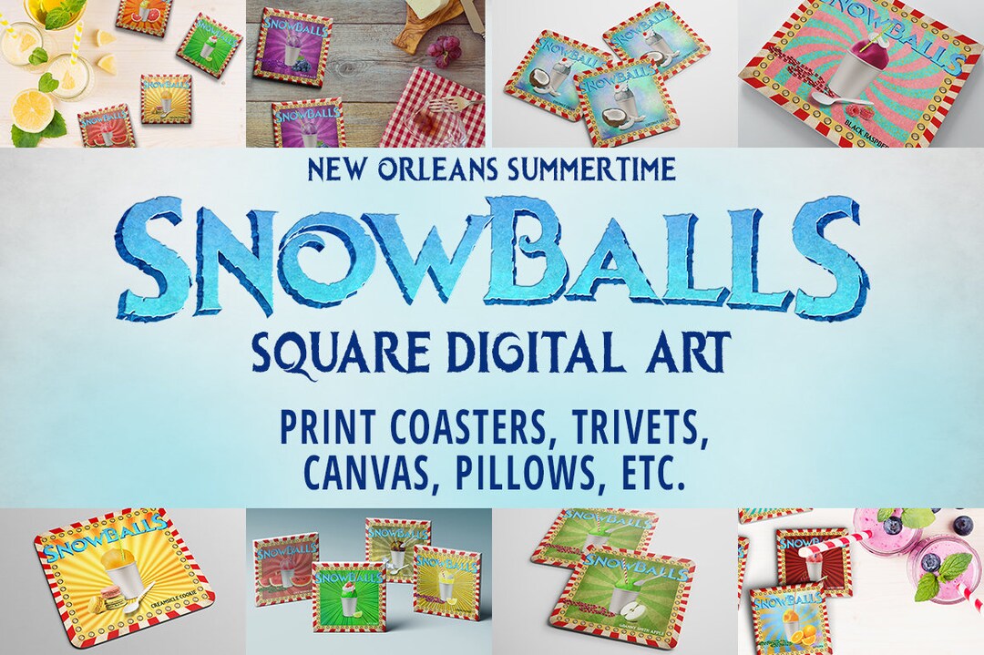 Iconic New Orleans Snowballs Coaster Collection for Printing Coasters ...