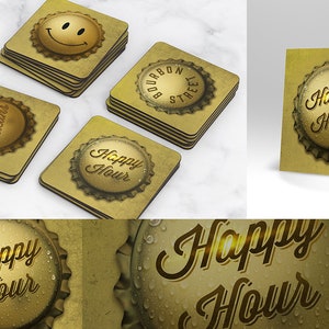 Bourbon Street Lucky Bottle Cap Happy Hour Coaster Collection for ...