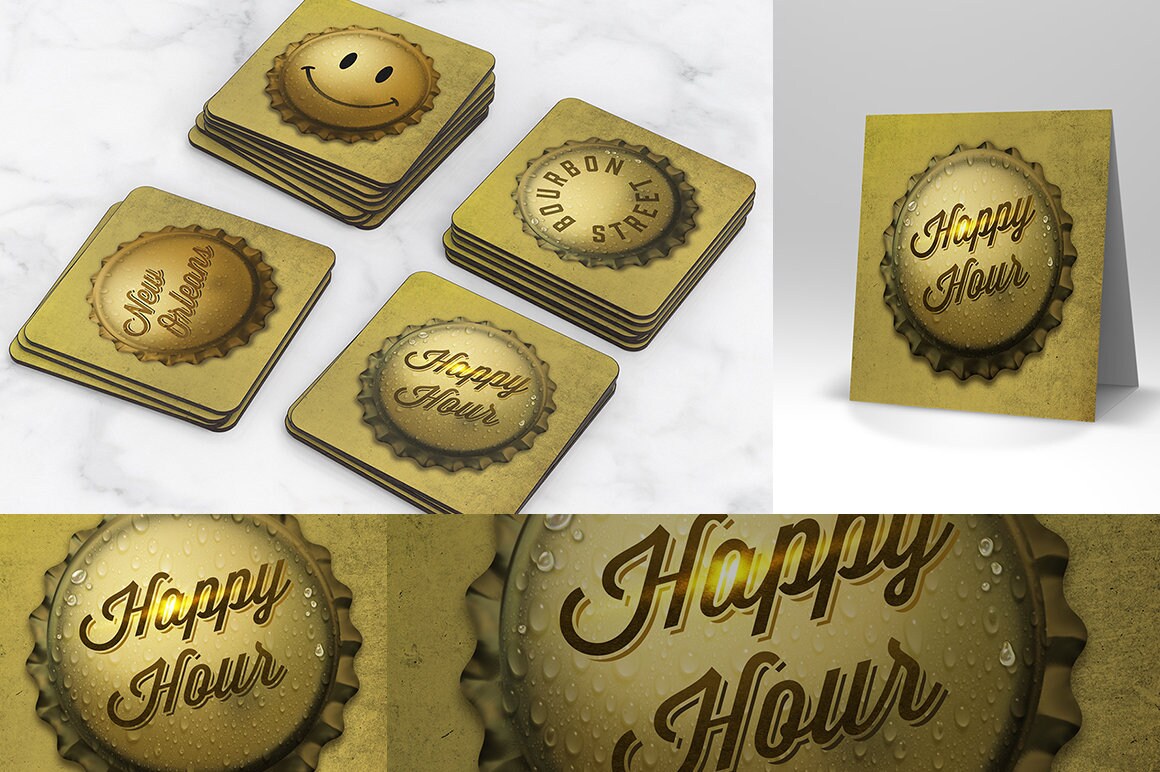 Bourbon Street Lucky Bottle Cap Happy Hour Coaster Collection for ...