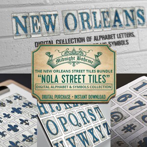 New Orleans Historic Street Tiles Alphabet, Numbers & Symbols Digital ...