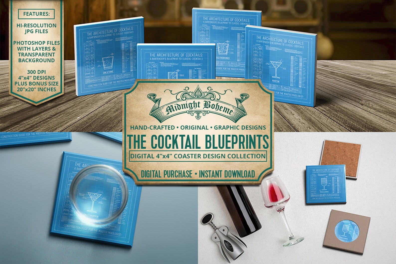 Bartender's Blueprint to the Classic Cocktail Infographic Artwork ...