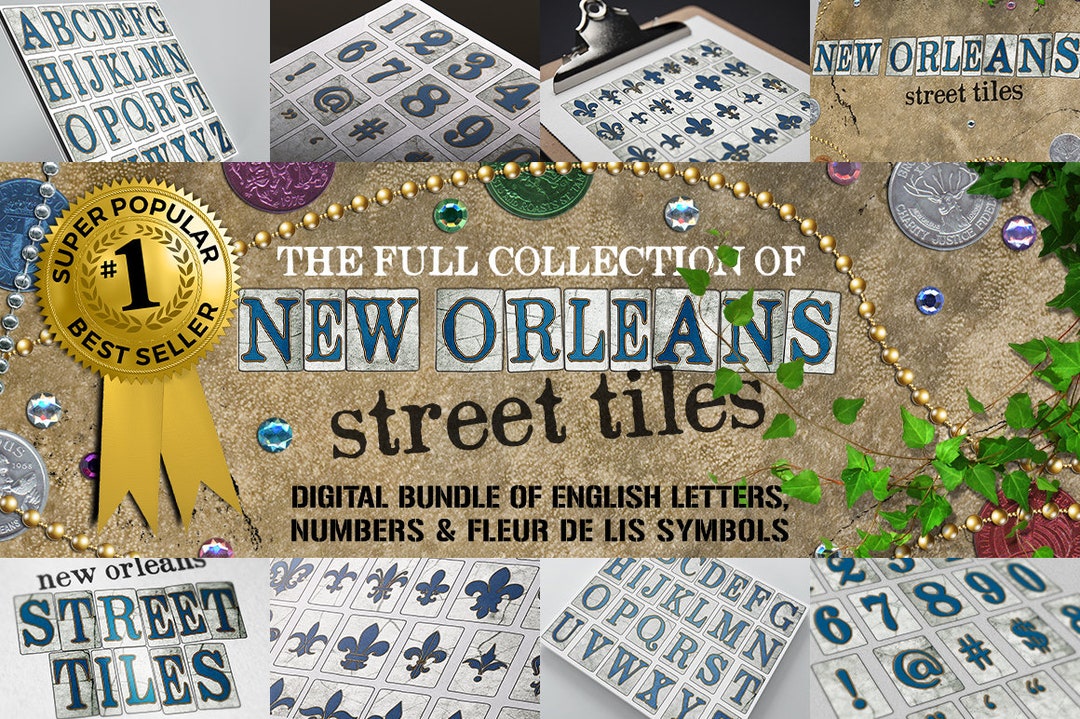 New Orleans Historic Street Tiles Alphabet, Numbers & Symbols Digital ...