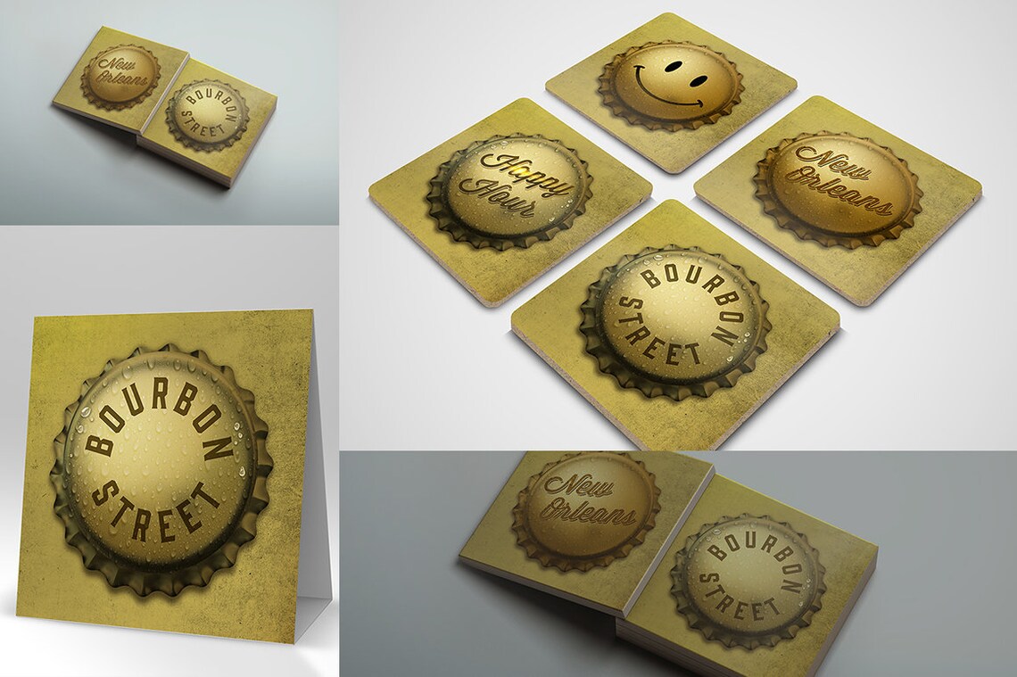 Bourbon Street Lucky Bottle Cap Happy Hour Coaster Collection - Etsy
