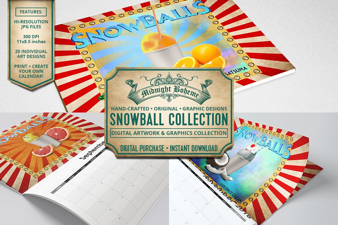 The New Orleans Snowball Calendar DIY do-it-yourself Digital Artwork ...