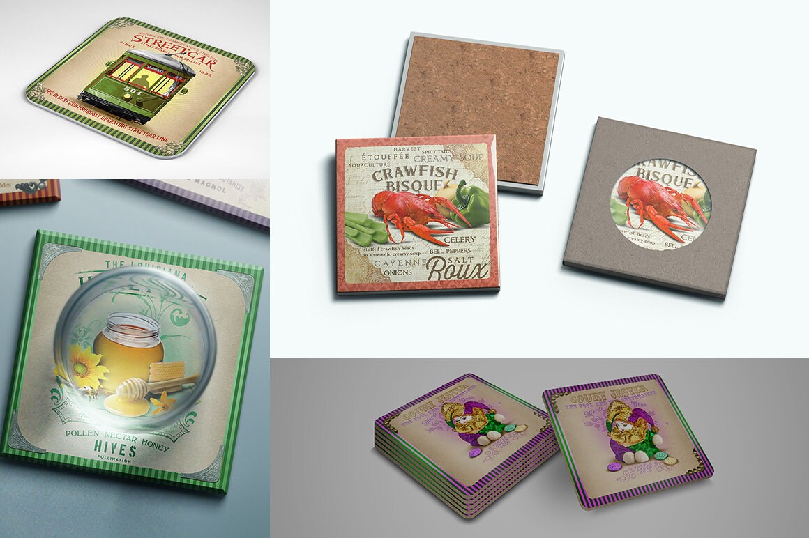 The French Quarter Culture Coaster Collection for Printing 4x4" New ...
