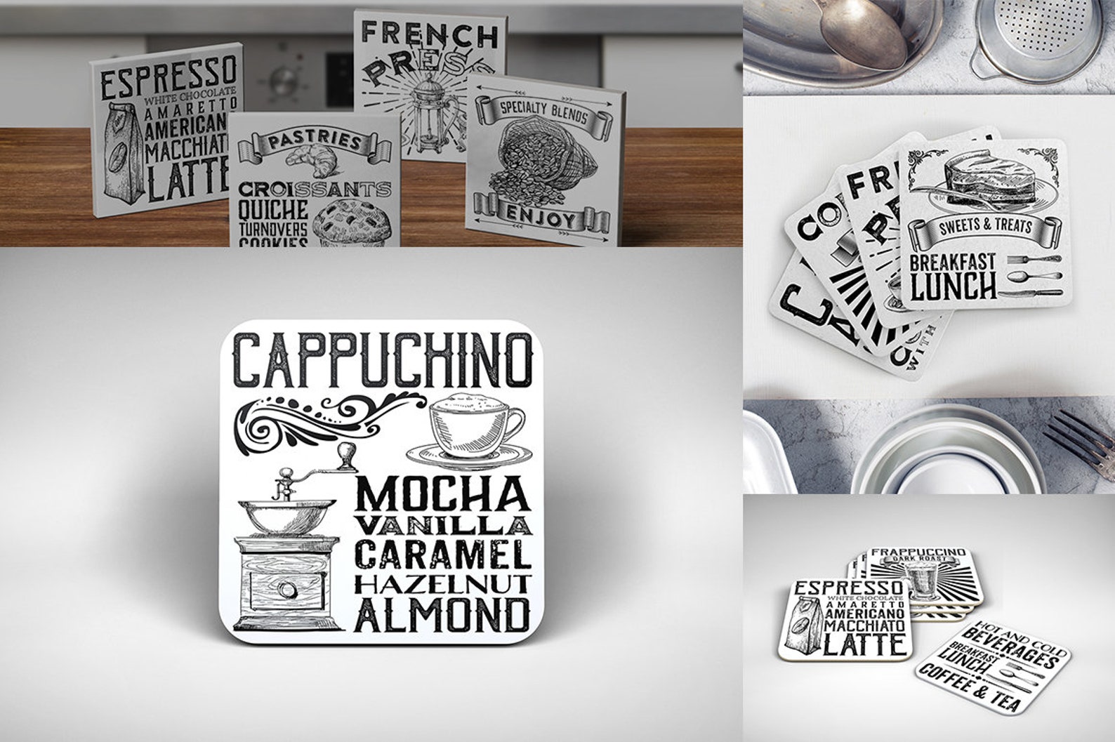 The Café Style Coffee and Tea Coaster Collection for Printing 4x4 ...