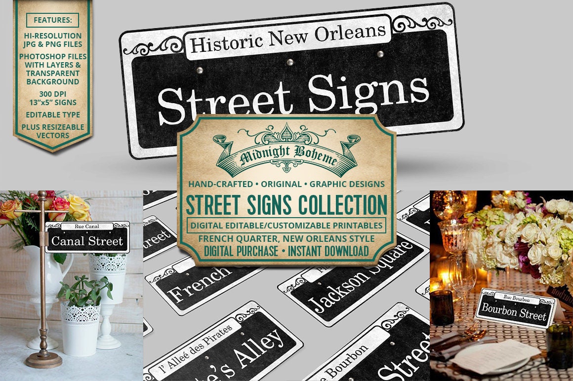 Street Signs of the French Quarter Collection Digital Editable ...