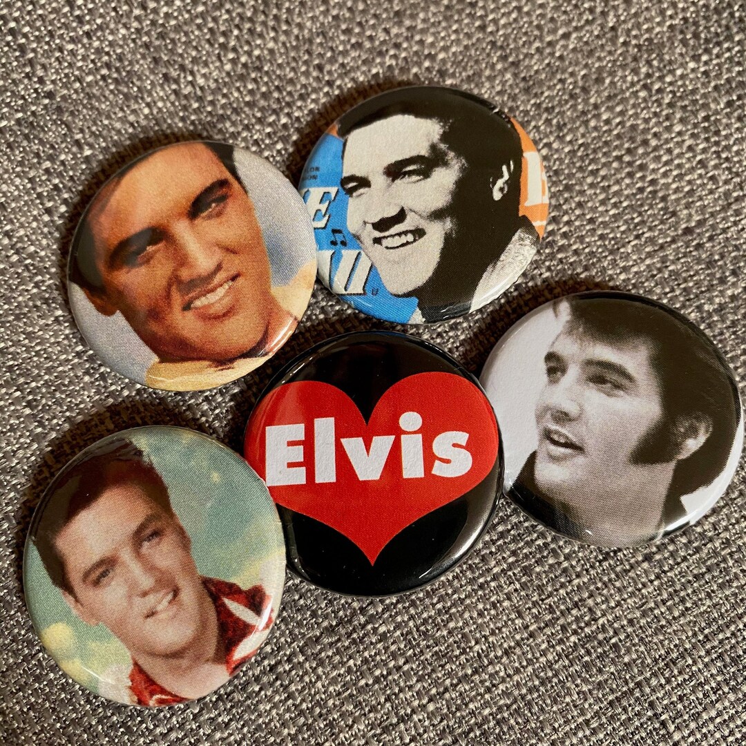 5 Pin Back ELVIS Badges, 30mm, Badge Collector, Pin Collector - Etsy