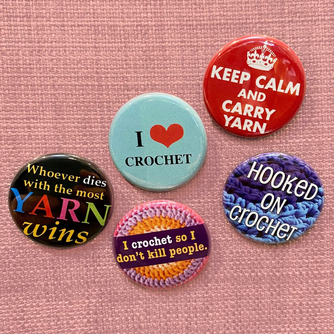 5 Pin Back CROCHET Badges, 30mm, Badge Collectors, Pins - Etsy