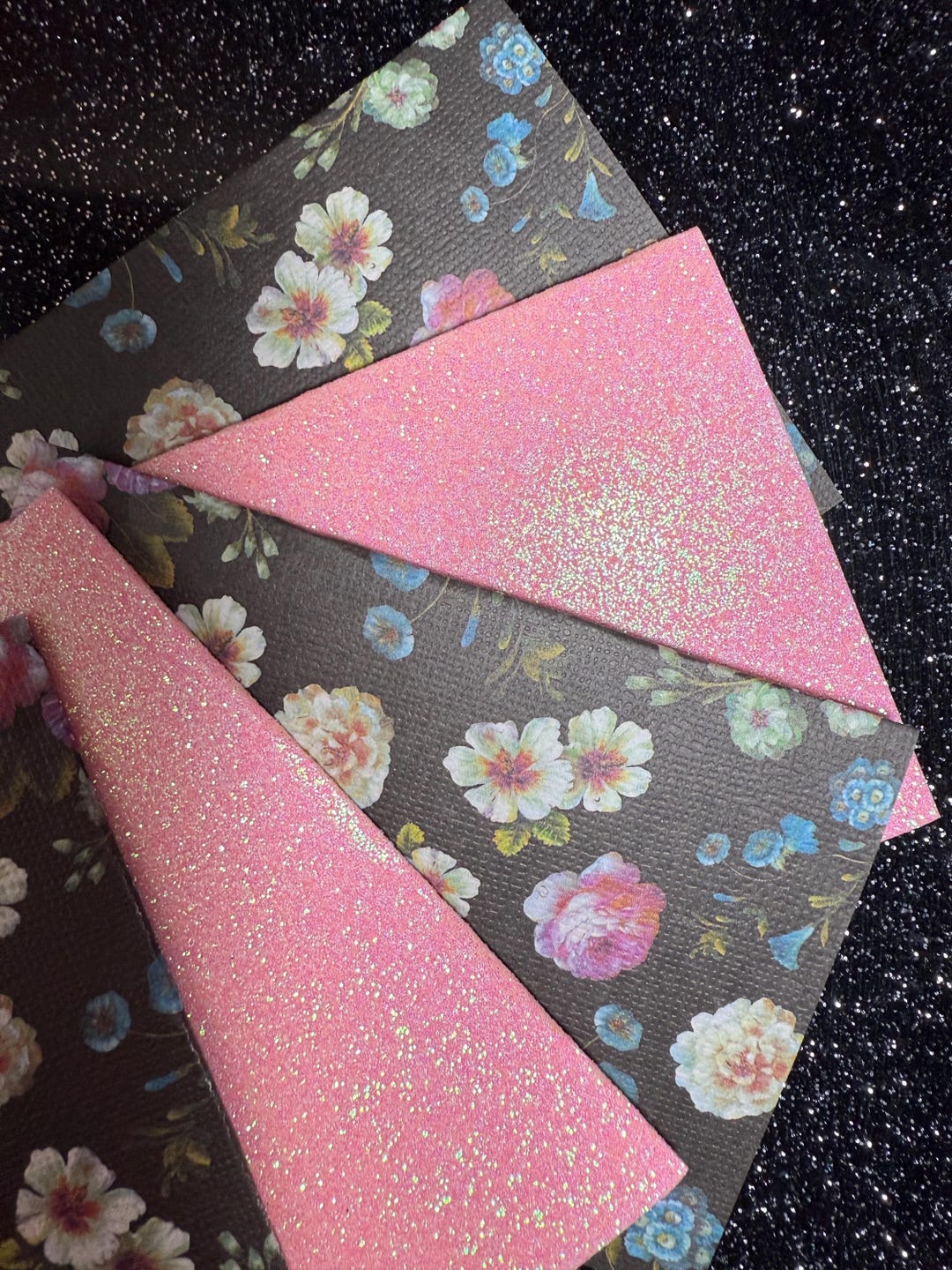 Night Florals Glittery Notecard Set - Etsy