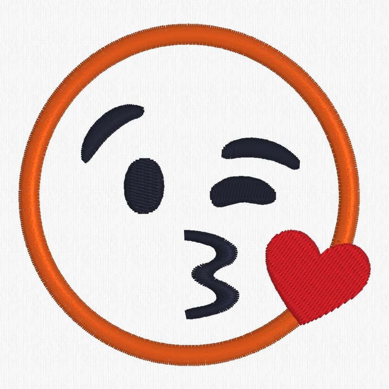 Smooch Emoji Machine Embroidery Design Kiss Emoji - Etsy