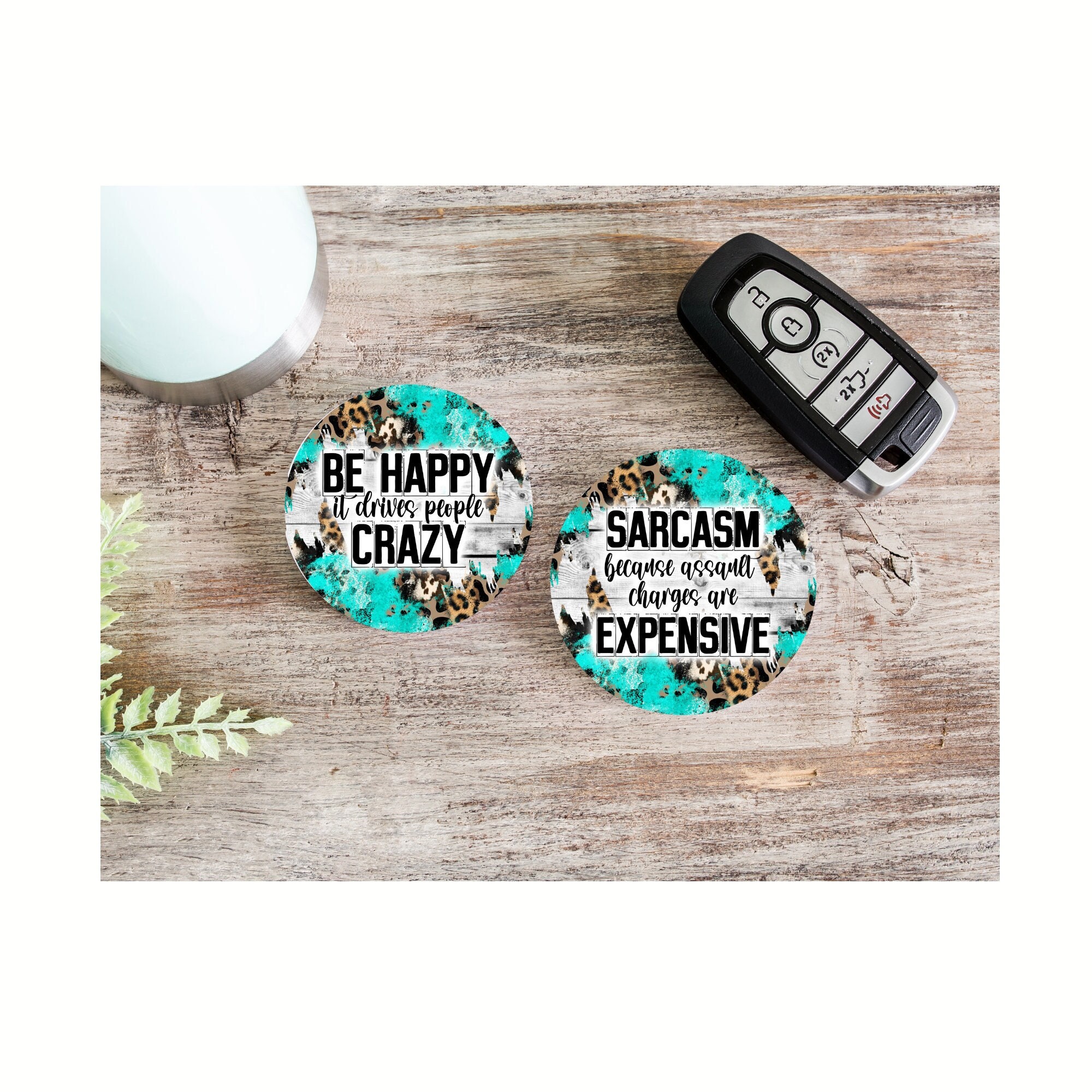 Car Coasters / Ceramic Car Coasters / Funny Car Coasters / Set of 2 ...