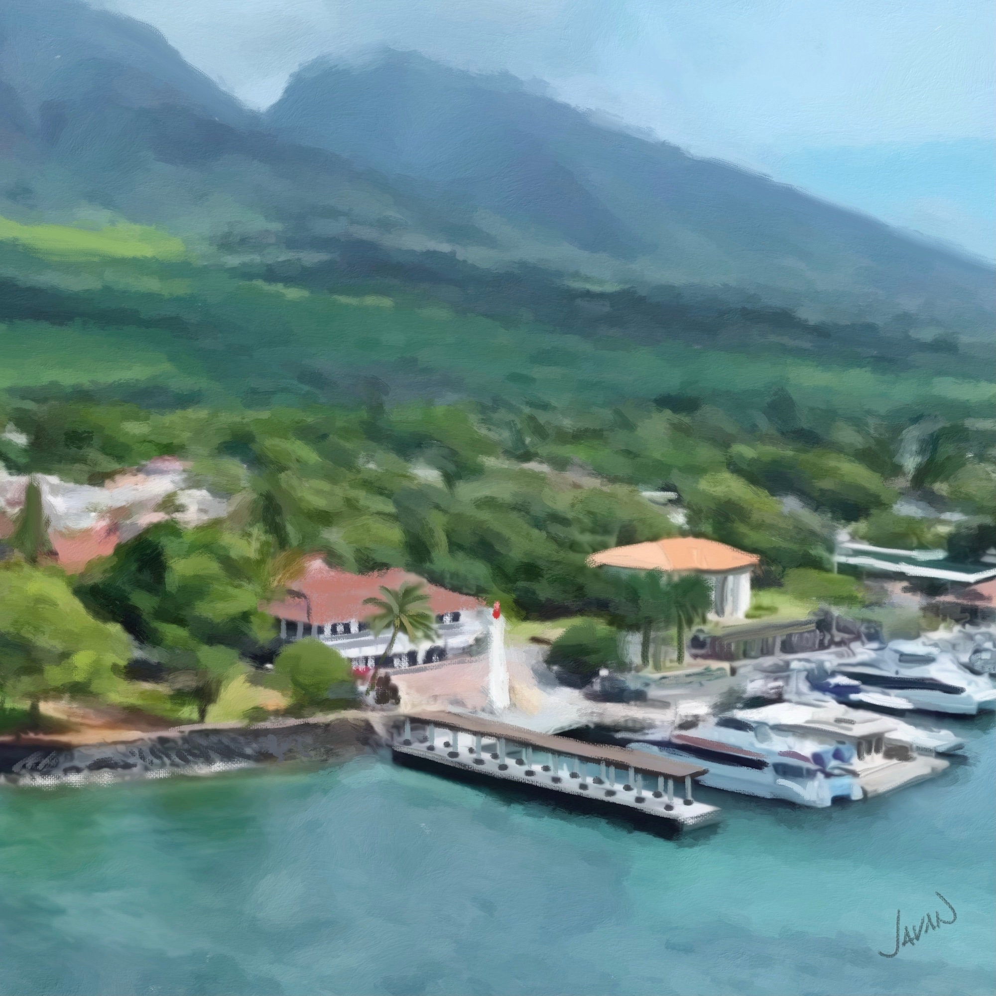 Lahaina Town Art Print, Maui Oil Painting Print, Hawaii Art, Lahaina ...
