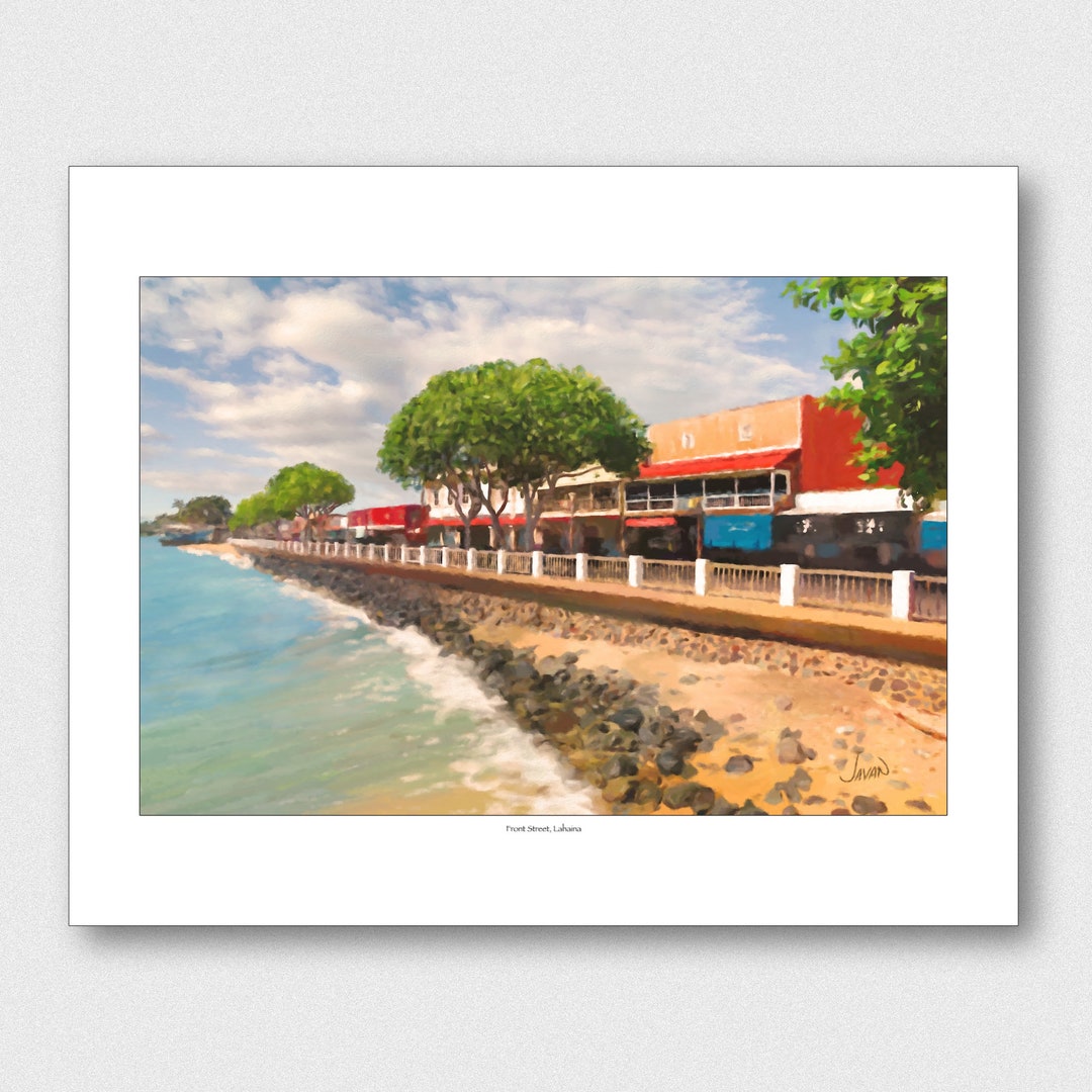 Lahaina Front Street Border Art Print, Maui Art, Hawaii Art, Maui ...