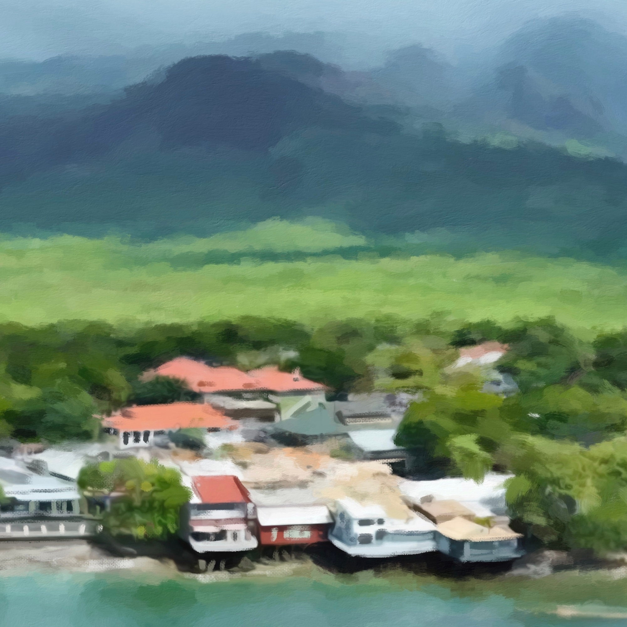 Lahaina Town Art Print, Maui Oil Painting Print, Hawaii Art, Lahaina ...