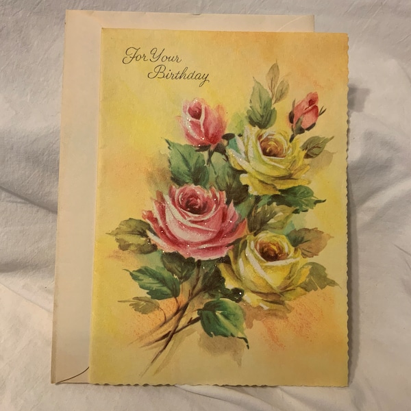 Yellow Rose Birthday Card - Etsy