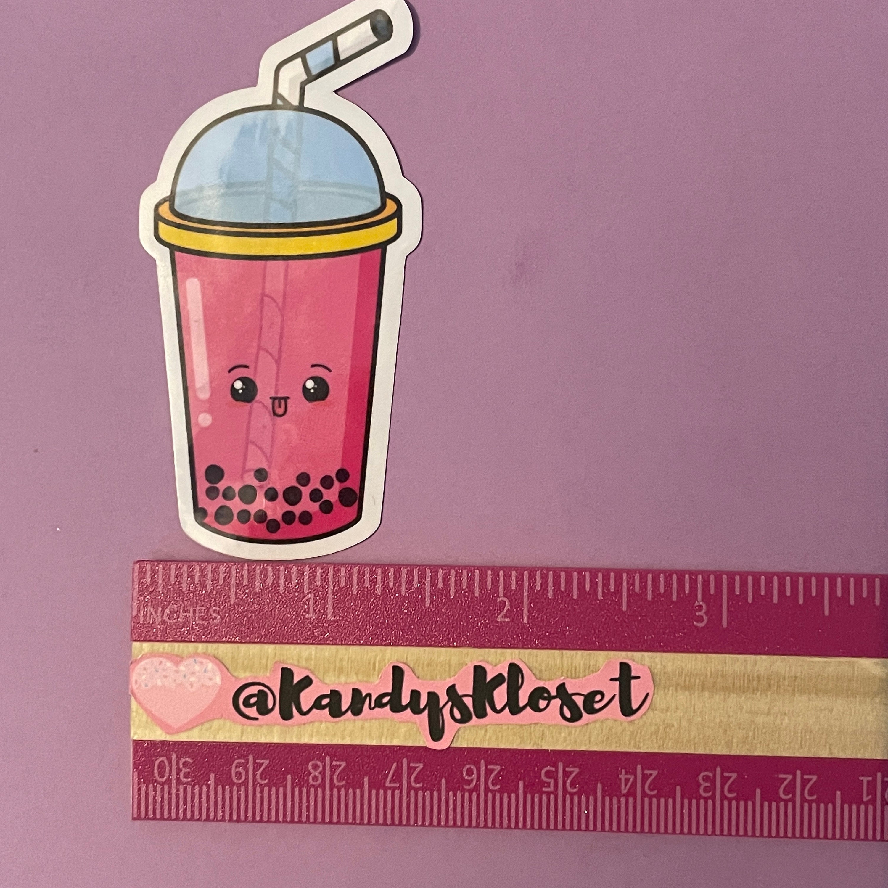 Boba Tea Sticker, Gift for Boba Tea Lovers, Small Pink Drink Kawaii ...