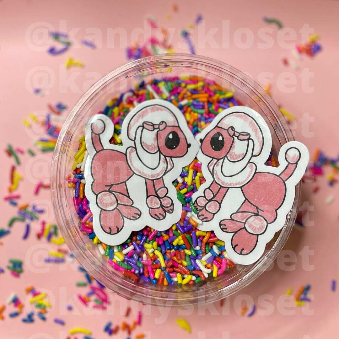 Pink Poodle Dog Vinyl Sticker, Hand Drawn Pink Poodle Sticker , French ...
