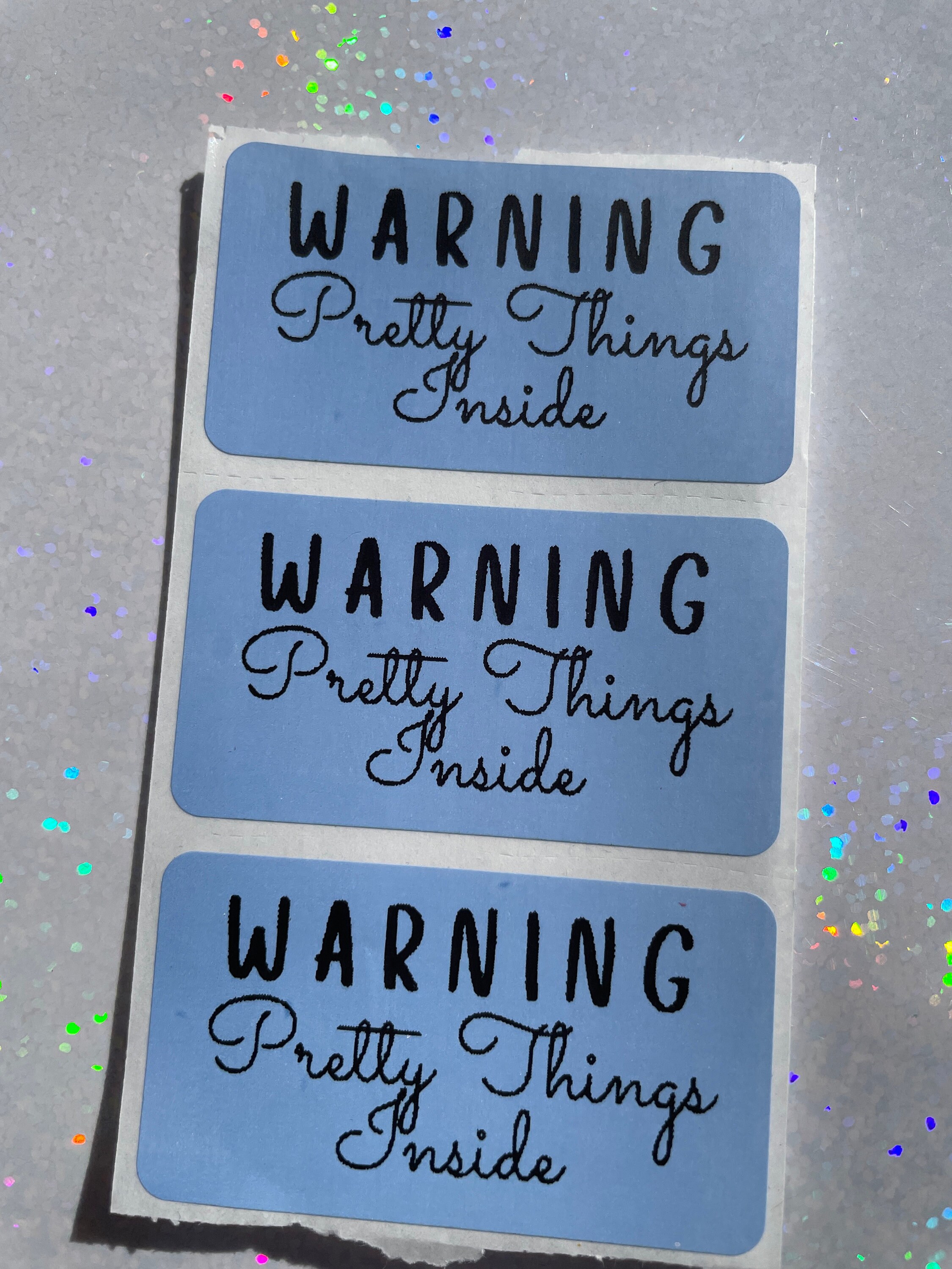 Warning Pretty Things Inside, Packaging Sticker Seals 2.25 X 1.25 Size ...