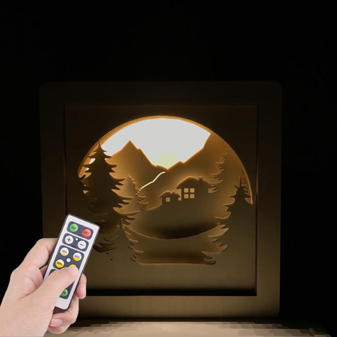 Shadow Box -shadow Box Art -shadow Box Light - Wooden Night Light ...